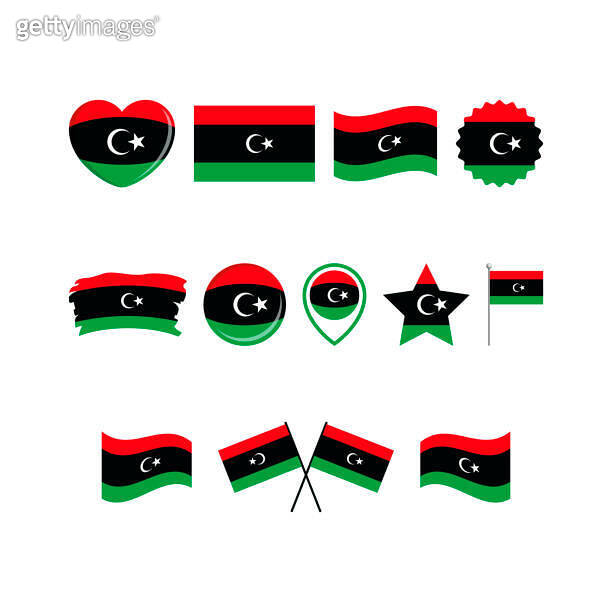 Libya flag icon set vector isolated on a white background 이미지 ...
