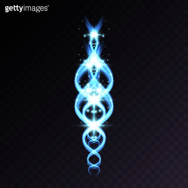 Flickering blue neon light swirl effect. Curve line light effect for ...