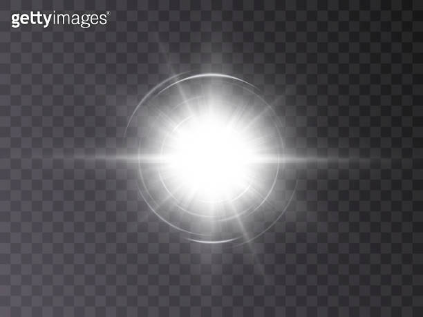 Vector magic white rays glow light effect isolated on transparent background. Christmas design ...