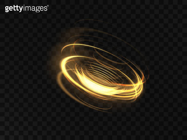 Abstract light swirl trail, light speed effect. Bright light trail formed in motion on a ...