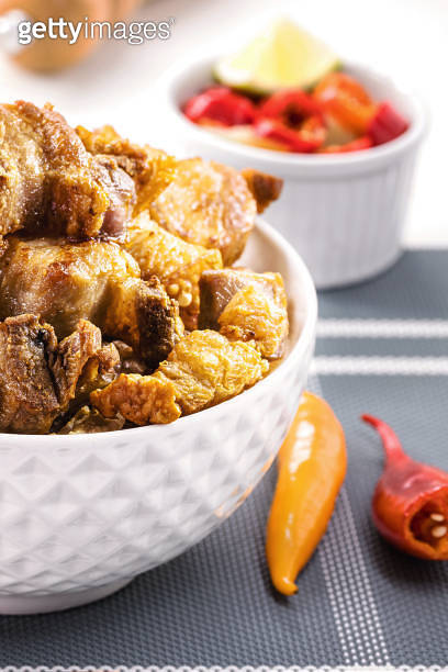 pork, roasted bacon, tasty fried pork belly, typical Brazilian aperitif ...