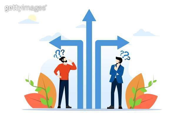 concept of choice of direction, crossroads or decision for career ...