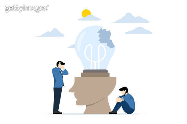 Bad idea concept, Problems with idea, broken idea, business team ...