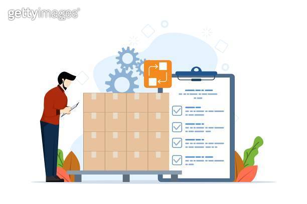Inventory control system concept, professional manager checking ...