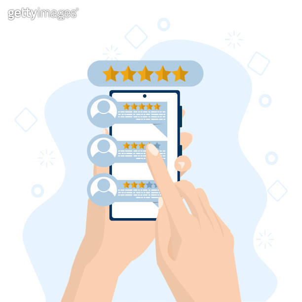 customer review rating and feedback concept. characters provide five ...