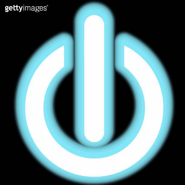 glowing white power button on black background 이미지 (1497567105) - 게티이미지뱅크