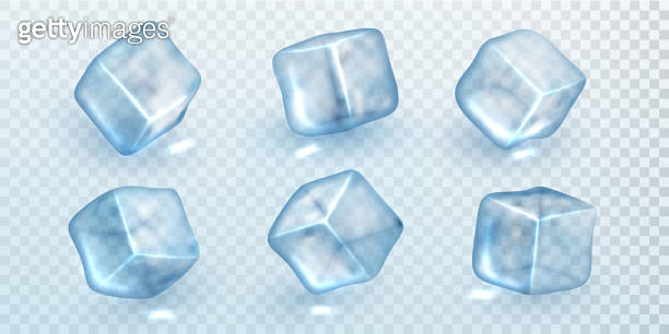 Clear crystal cubes Isolated on Transparent Background. Realistic ...