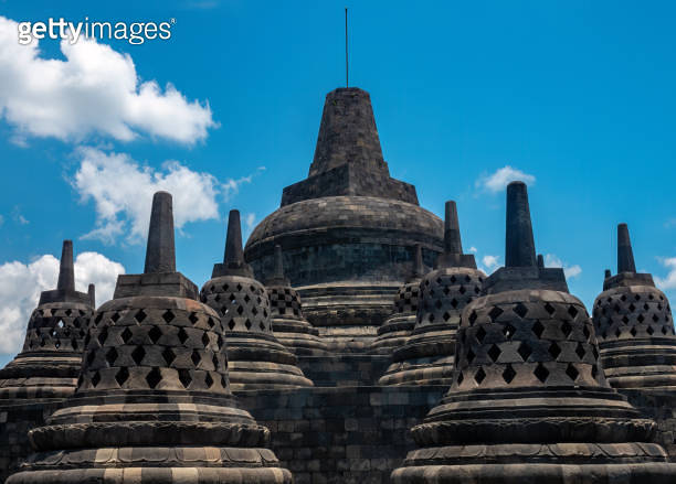 Ancient ruins of Borobudur, (Candi Borobudur) a 9th-century Mahayana ...