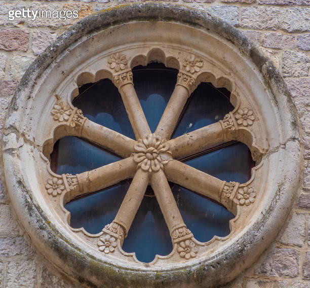 Romanesque Wheel Window, Church of Saint Luke (XII c.), Kotor, Bay of ...