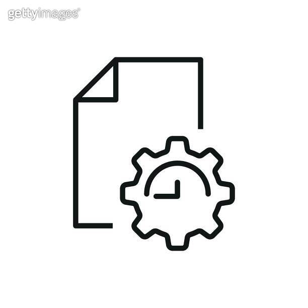 Waiting list icon vector illustration. Clock with gear icon on isolated ...