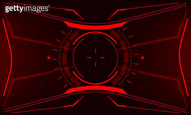 HUD sci-fi interface screen view red geometric design virtual reality ...