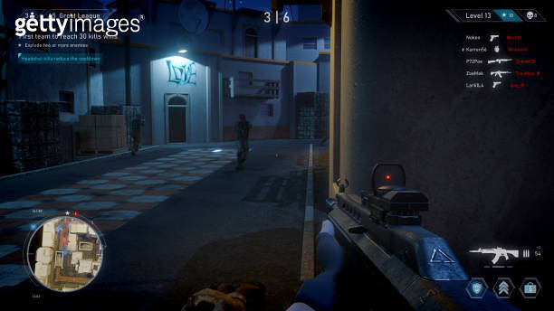 Night Video Game Mock-up Concept: Game play of Multiplayer 3D Shooter ...