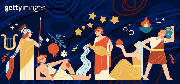 Ancient Greek culture. Greek or Roman men and women. People in togas in ...