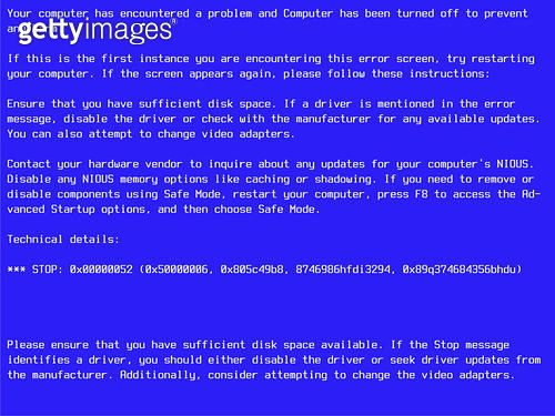 Old Operating System Template of Computer OS Crashing with Blue Screen ...