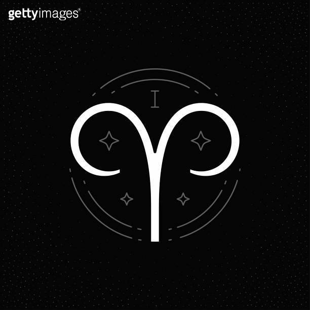 Aries zodiac symbol horoscope astrology esoteric line art vintage logo ...