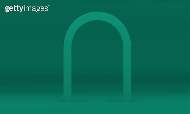 Green 3d arch curved geometric stand for presentation showroom studio ...