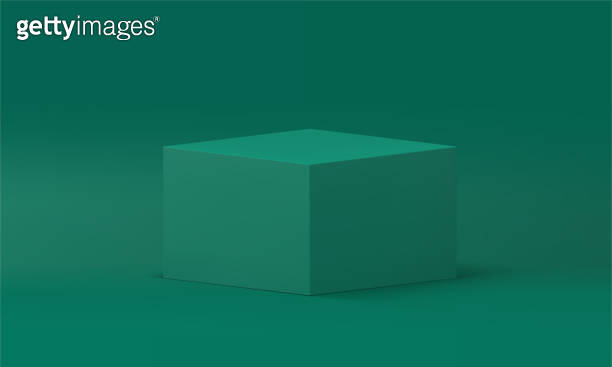 3d rectangle box green pedestal foundation platform isometric angular ...