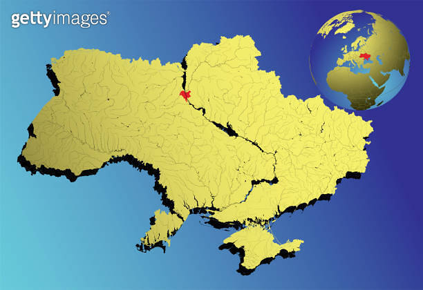 Map of Ukraine with rivers and lakes. 이미지 (1455853627) - 게티이미지뱅크