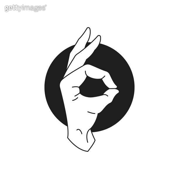 Y2k okay ok hand gesture excellent approve accept monochrome line retro ...