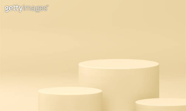 Beige 3d podium three cylinder pillar contest win event celebration ...