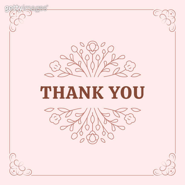 Thank you vintage card flourish botanical plant antique curved frame ...