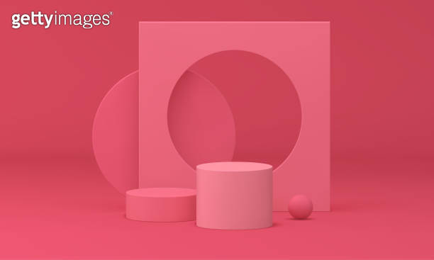 Pink pedestal 3d basic foundation geometric hole wall cylinder pillar ...