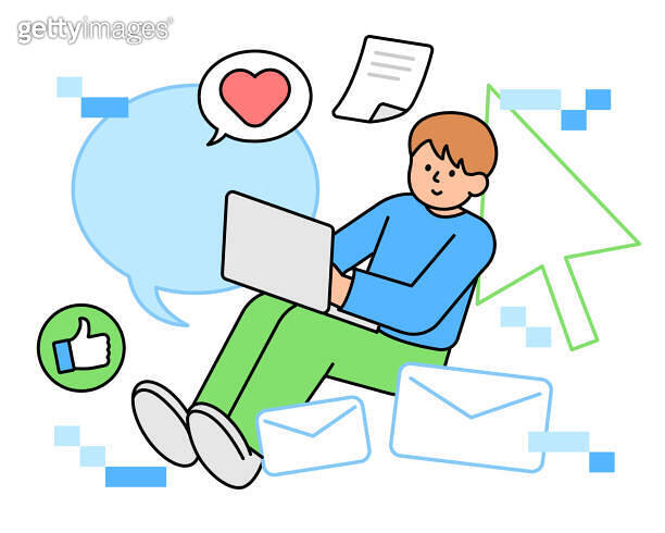 Man surfing internet, Internet of thing. Simple vector illustration ...