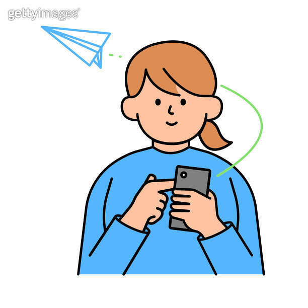 Woman senting message, Online chat, Internet of thing. Simple vector ...