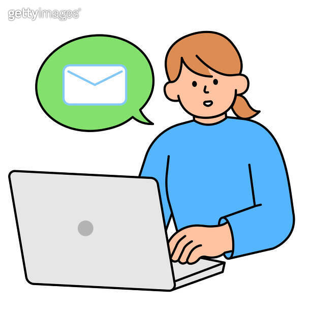 Woman writing an email, Internet of thing. Simple vector illustration ...