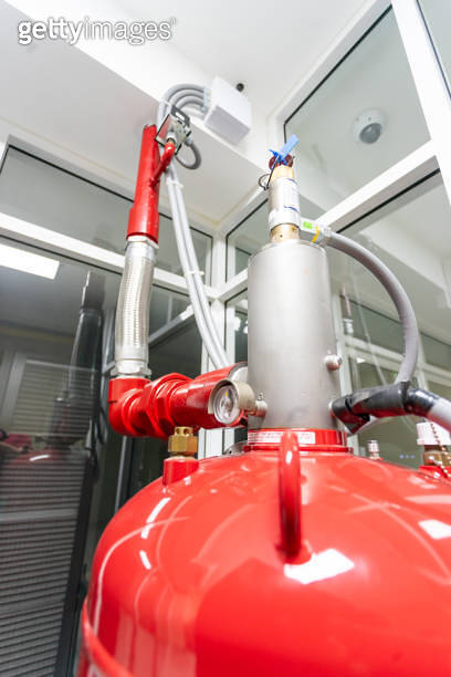 A large fire extinguisher was set up in the server room for enhanced ...