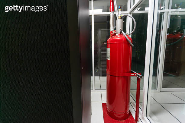 A large fire extinguisher was set up in the server room for enhanced ...