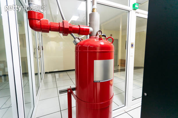 A large fire extinguisher was set up in the server room for enhanced ...