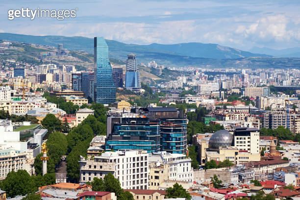 Aerial view of a large modern city with beautiful skyscrapers. 이미지 ...
