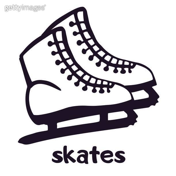 Skates. Rest on ice skating rink sign. Skating emblem. Vector doodle ...