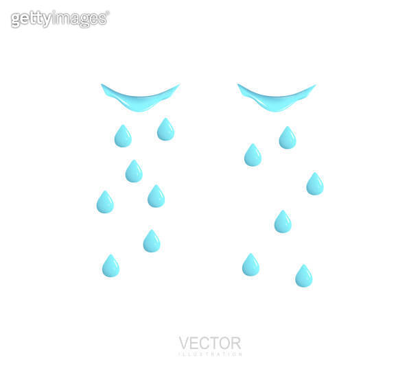 Falling tears. Realistic vector cartoon character icon design. Cry ...
