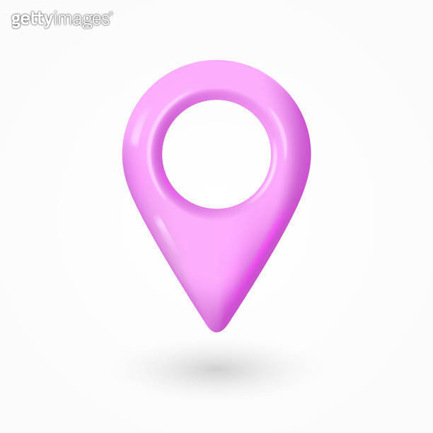 Realistic purple icon map pointer. locate pin gps map. 3d design in ...