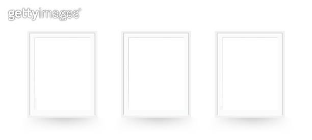 3d realistic frames. Set of 3 white vertical frames. A classic frame ...