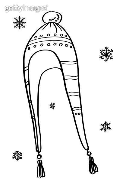 Nepalese Peruvian hat with long ears and pompom Hand drawn Knitted long ...