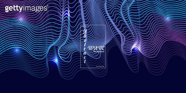 Dynamic particles sound wave flowing over dark. Blurred lights vector abstract background 이미지 ...