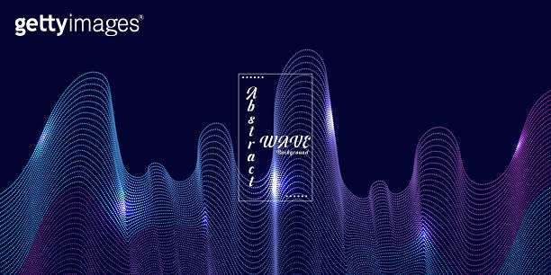 Dynamic particles sound wave flowing over dark. Blurred lights vector abstract background 이미지 ...