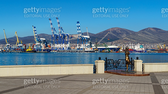View of Novorossiysk Commercial Sea Port to container ships, Port ...