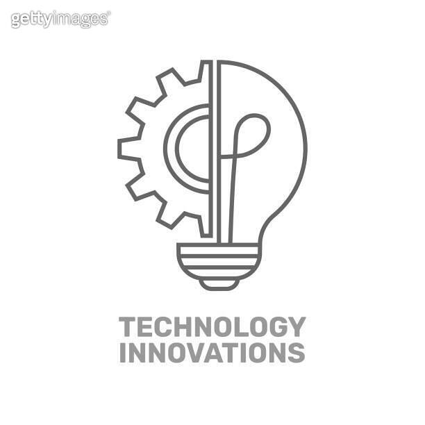 Vector innovation icon. Light bulb and cog inside. Premium quality ...