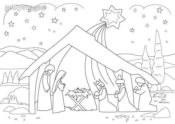 Nativity Coloring Book Page | Nativity coloring, Nativity coloring ...