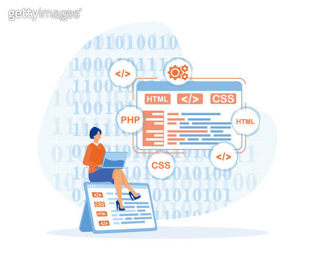 Programming And Engineering Development Tiny Girl Programmer Or Developer Create Code