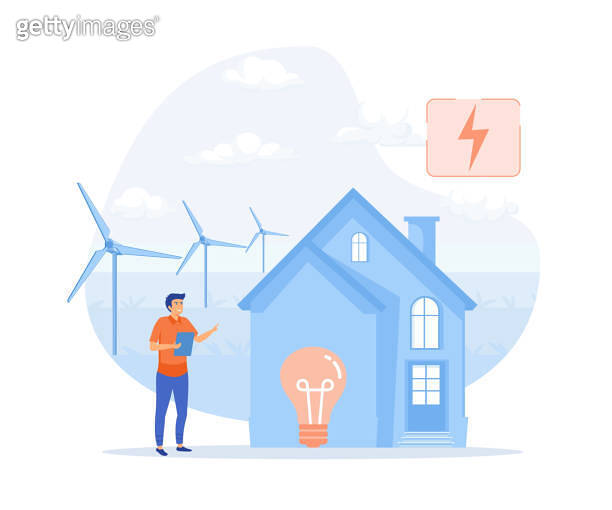 Sustainability, Energy efficiency in household and industry. Characters ...