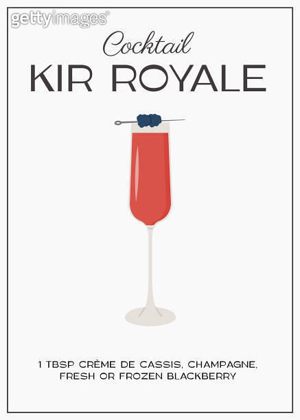Kir Royale Cocktail with champagne in flute glass garnish with ...