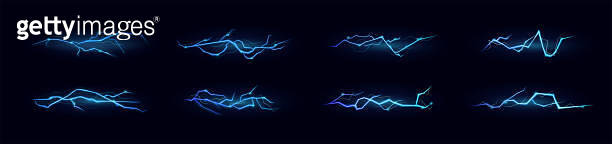 Lighting set, electric effects. Thunder crack, storm energy flash ...