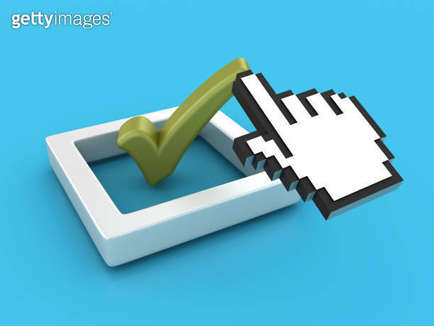 3D Check Mark with Hand Cursor 이미지 (1666279130) - 게티이미지뱅크