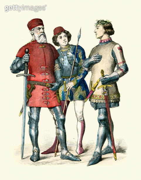Medieval knights in armour, Italian, 14th Century, Venetian admiral ...