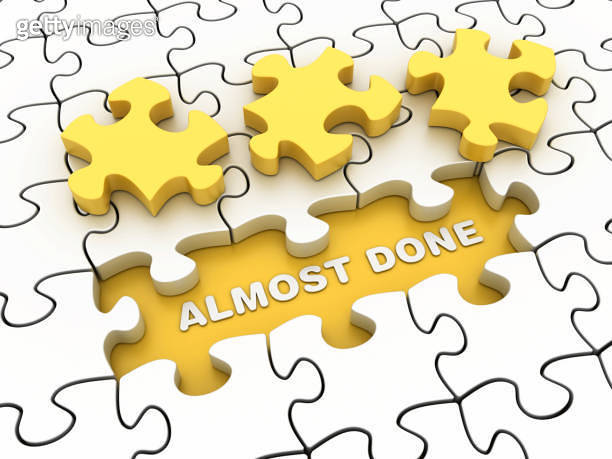 Puzzle with ALMOST DONE Phrase 이미지 (1707689193) - 게티이미지뱅크